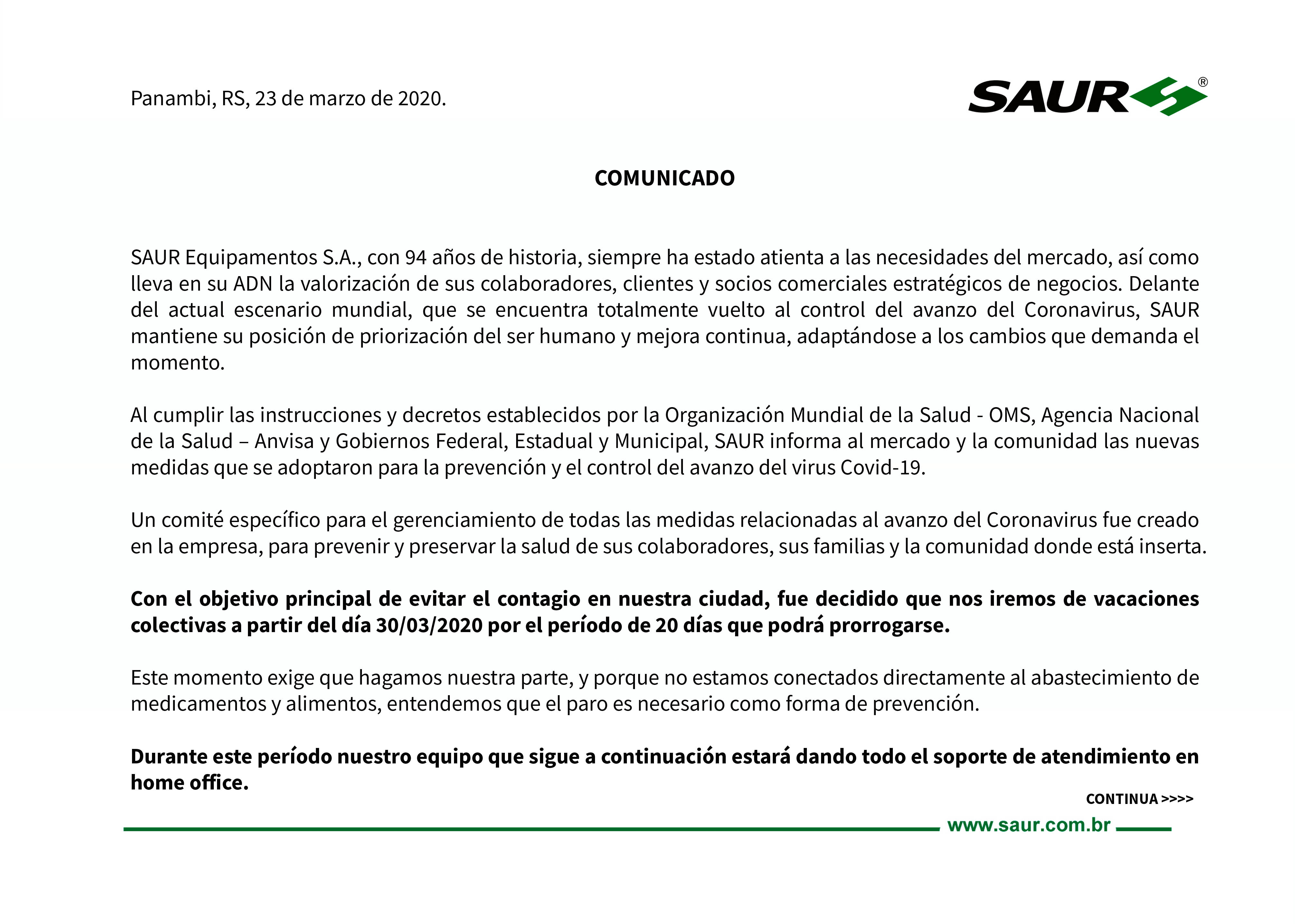 [MODIFICACIÓN] SAUR informa vacaciones colectivas a partir del día 30 ...
