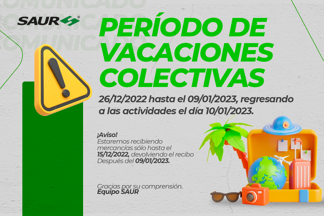 Comunicado sobre período de Vacaciones Colectivas 2022/2023 - Saur